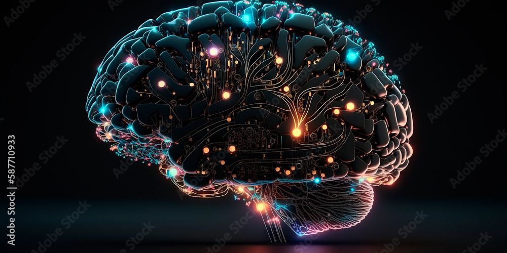 Brain. Low poly abstract digital human brain. Neural network. IQ ...