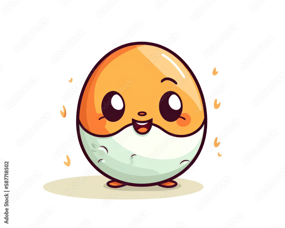 Cute cartoon egg character. Vector illustration isolated on white background. Stock Illustration ...