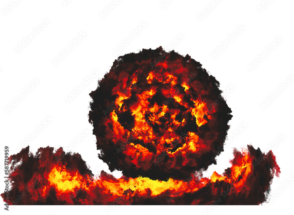 Huge Fireball Explosion with Smoke and Fire Isolated and Cut Out Stock ...