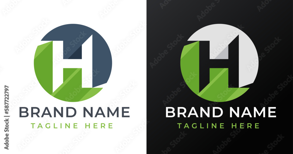 Initial letter H Logo vector illustration with Abstract Circle Shape ...