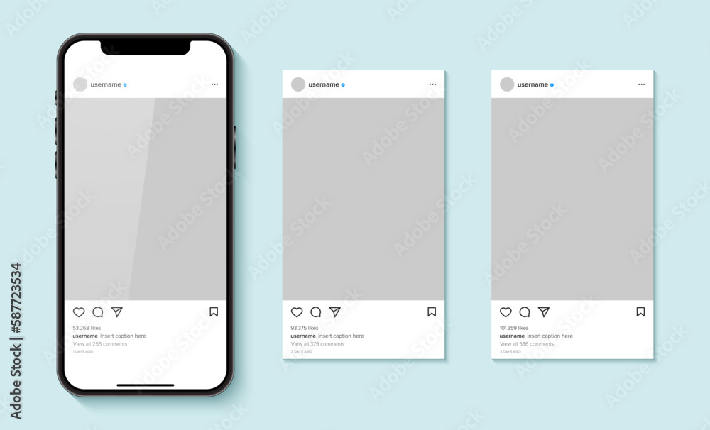 Post Instagram frame mockup with smartphone mock up template design ...