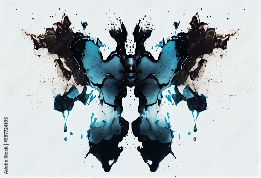 Rorschach test ink blot isolated over transparent background, thematic ...