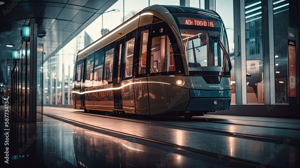 Urban mobility future - tram, metro, subway in futuristic city ...