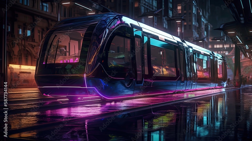 Urban mobility future - tram, metro, subway in futuristic city ...