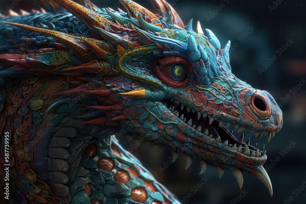The intricate details and rich colors bring the dragon and its ...