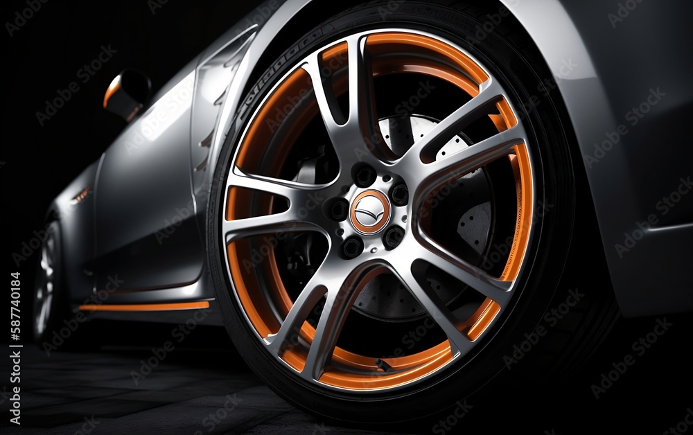 Wheel of sport car. Generative AI technology. Stock Illustration ...