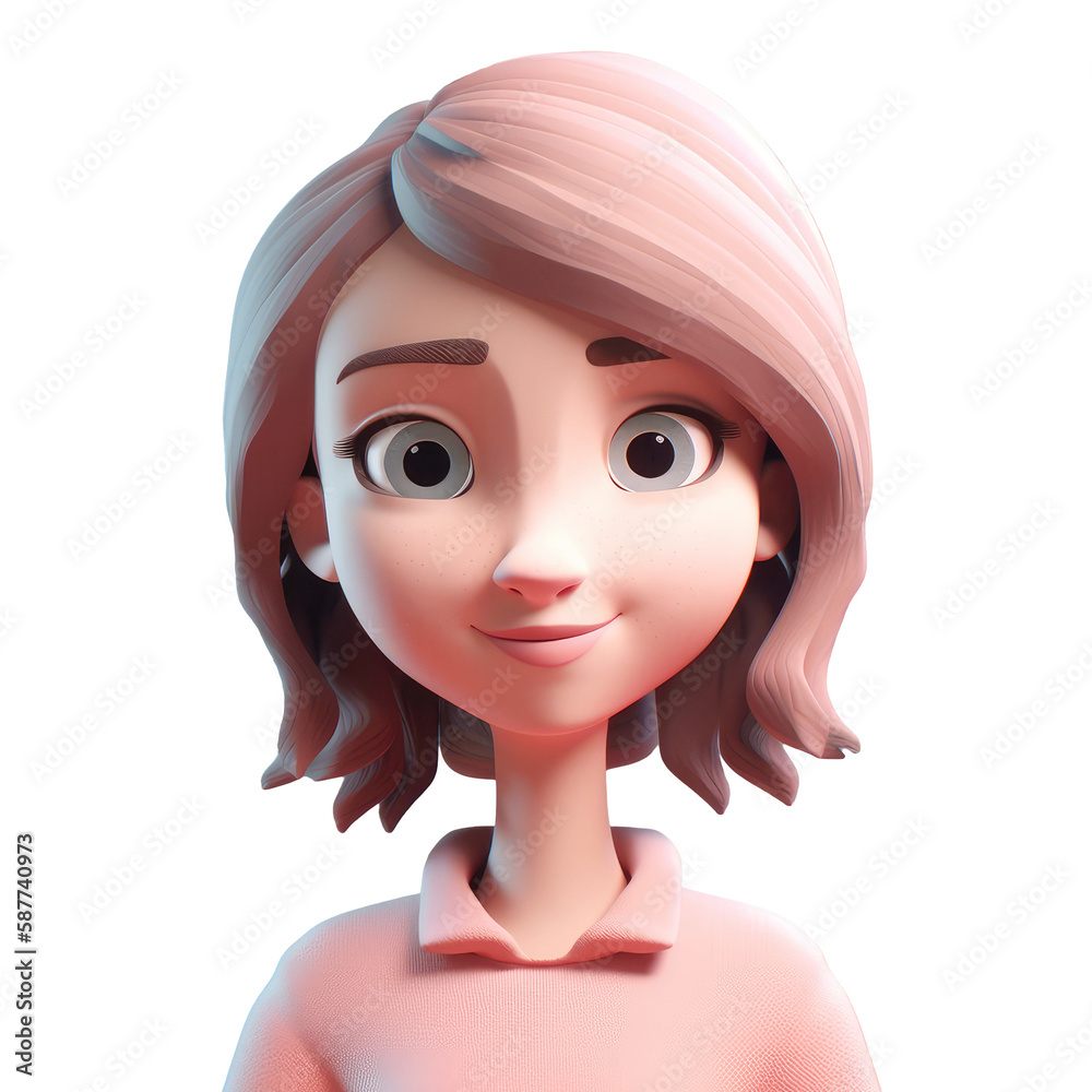 3d Icon Avatar Woman Illustration Of Smiling Happy Girl Cartoon Close Up Portrait Of Standing