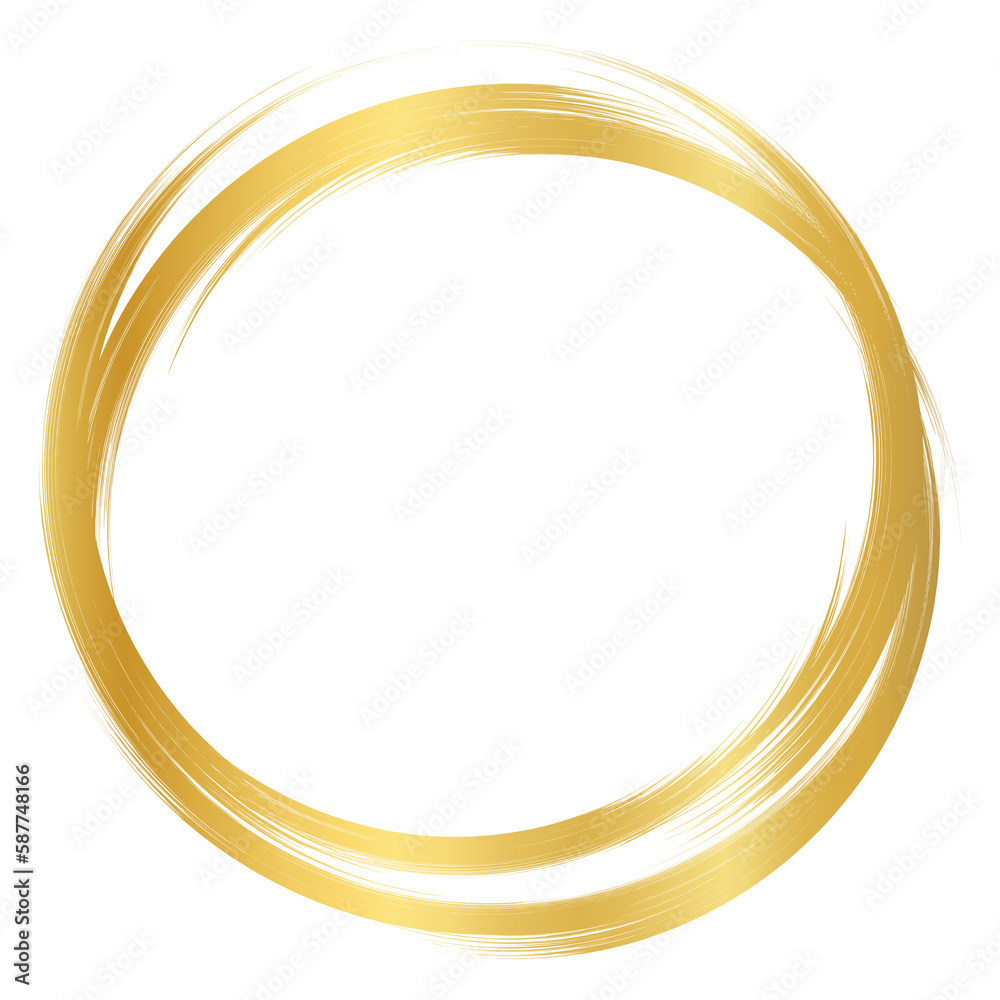 Gold circle frame element. Golden circle, Brush ornament. Gold Circle ...