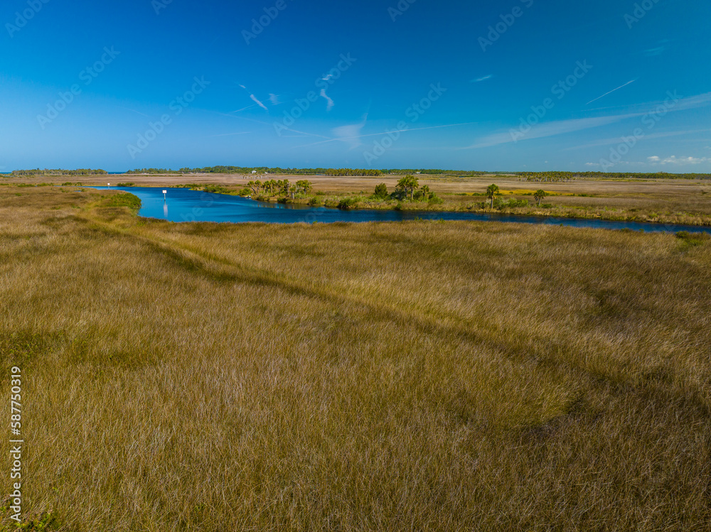 Florida Sawgrass Aerial Photo From Drone. Saw grass, a common name of ...