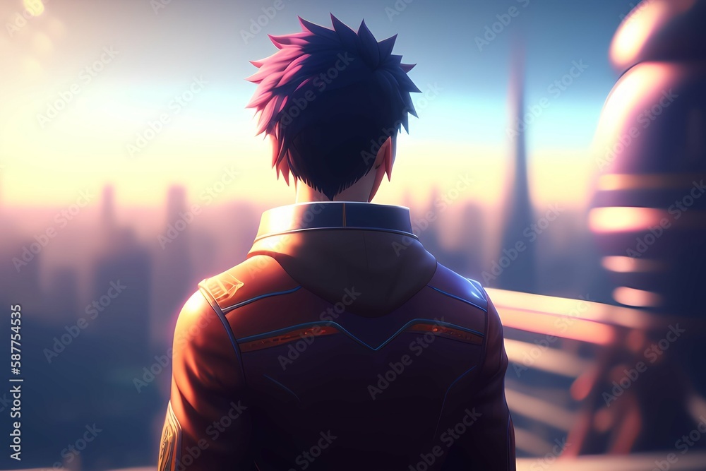 Anime Characters from Games and Cartoons Viewed From Behind. Back View ...