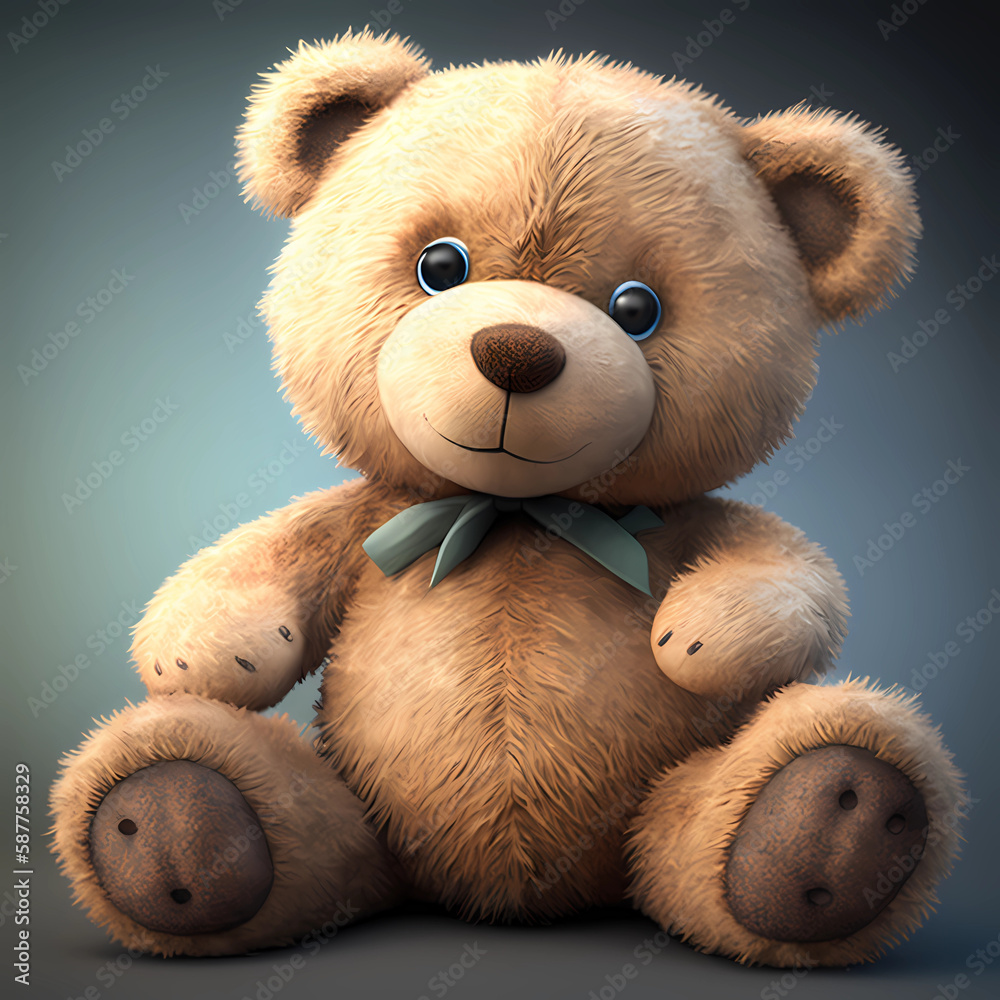 Illustrated happy Teddy bear, creation supported by generative AI Stock ...