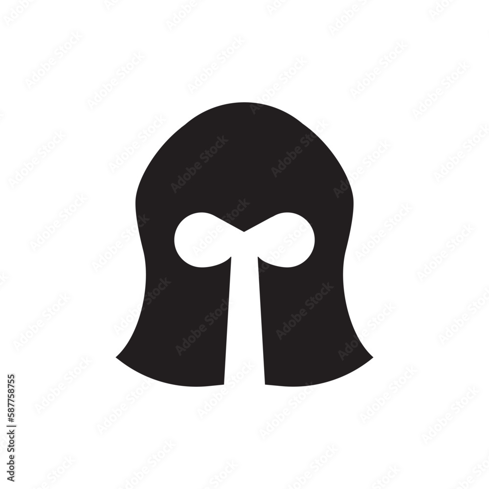 Helmet vector icon. Warrior helmet icon. Knight helmet armour flat sign ...