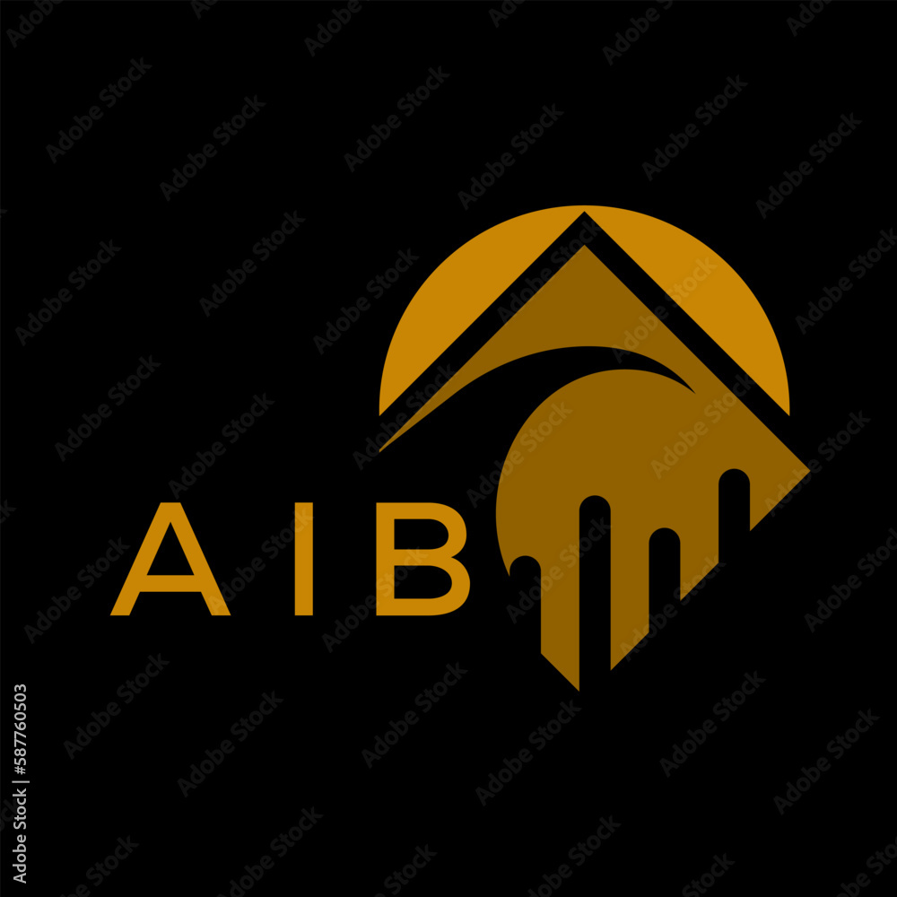 AIB golden color letter logo. AIB golden image on black background ...