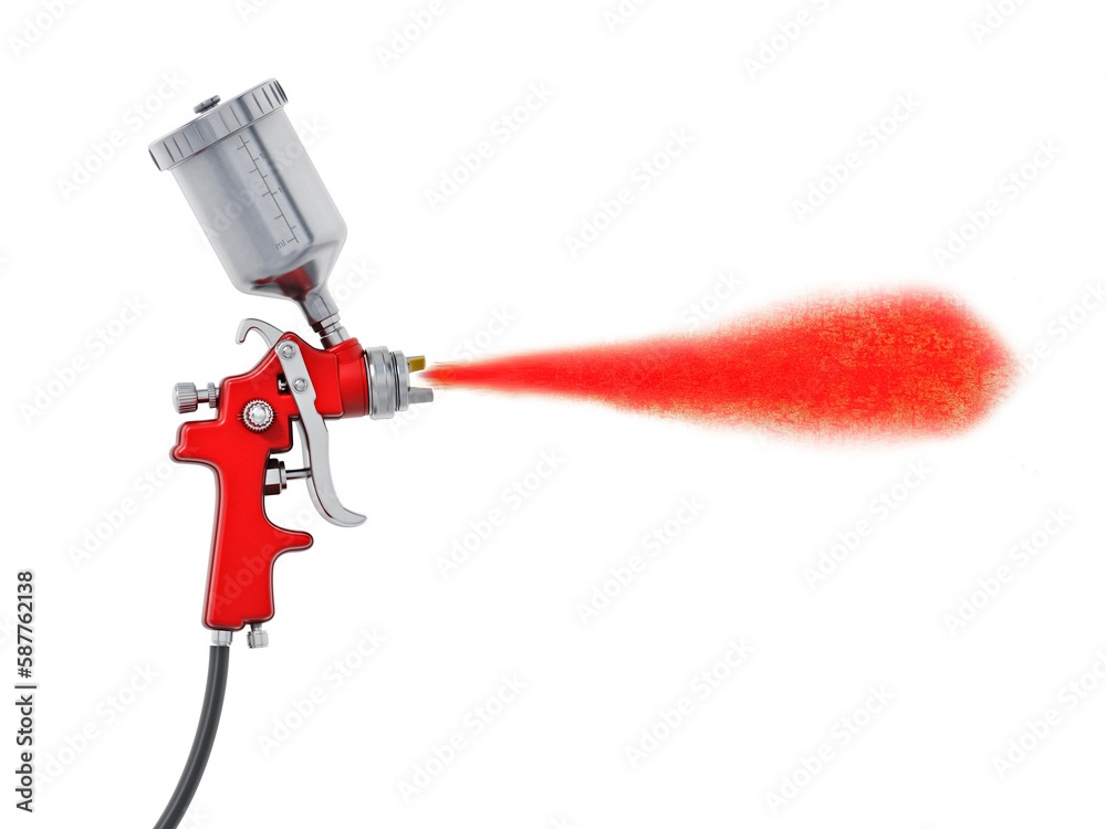 Professional paint gun on transparent background. 3D illustration Stock ...