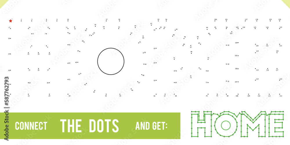 Lettering Word Home by dot to dot for children and adults Stock Vector ...