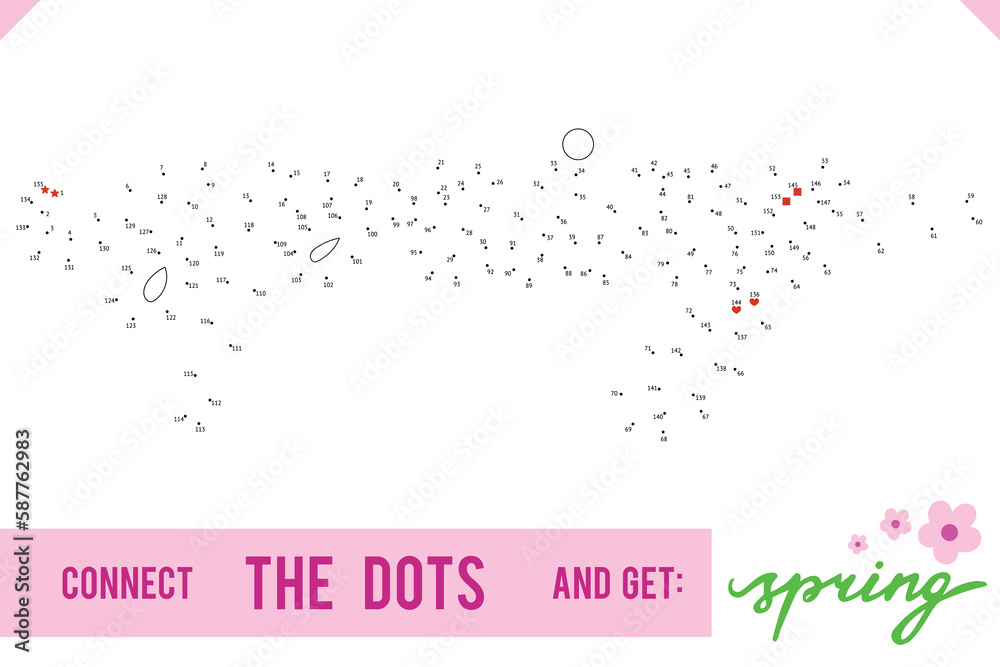 Lettering Word Spring by dot to dot for children and adults Stock ...