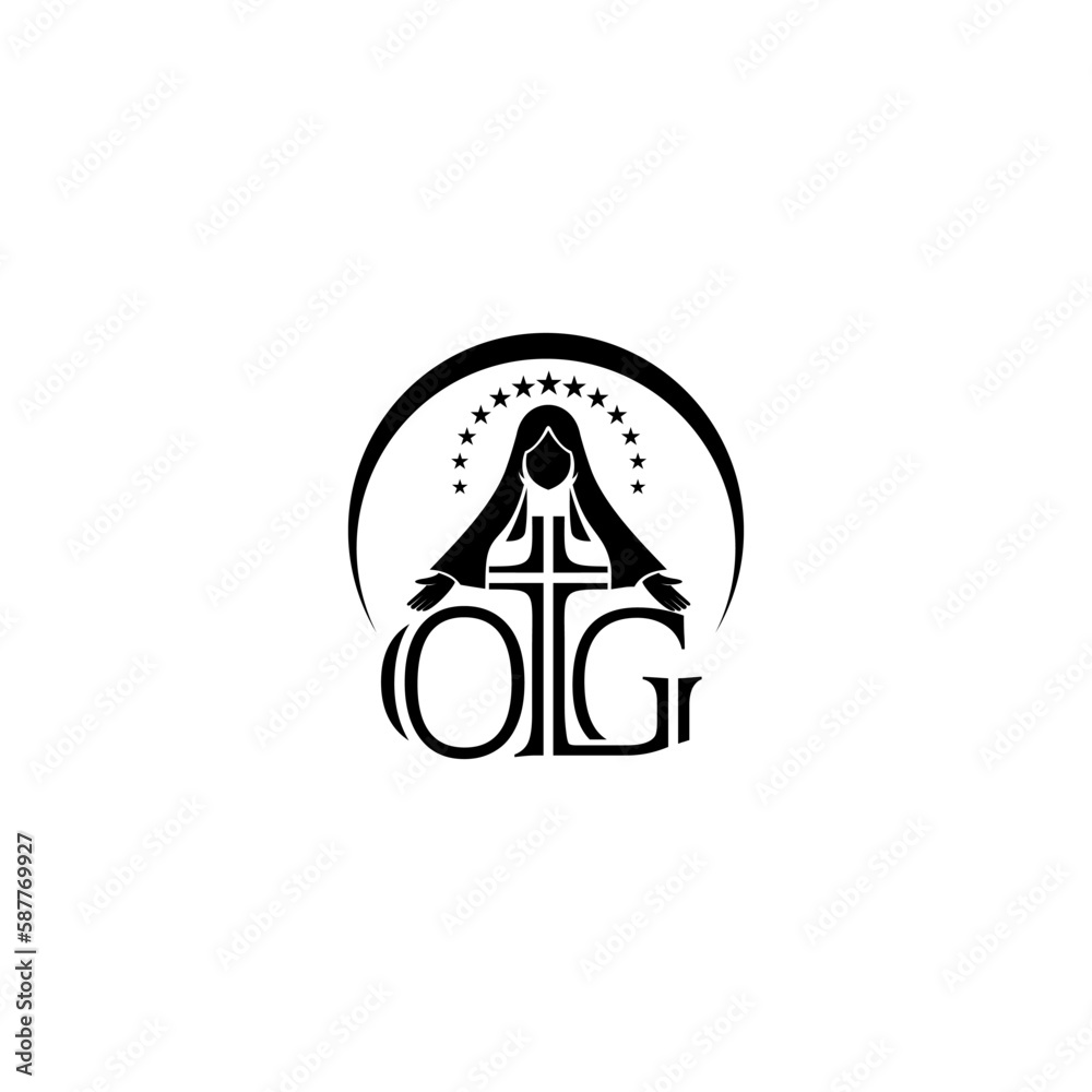 Holy Virgin Mary logo design for community with line art style Stock ...