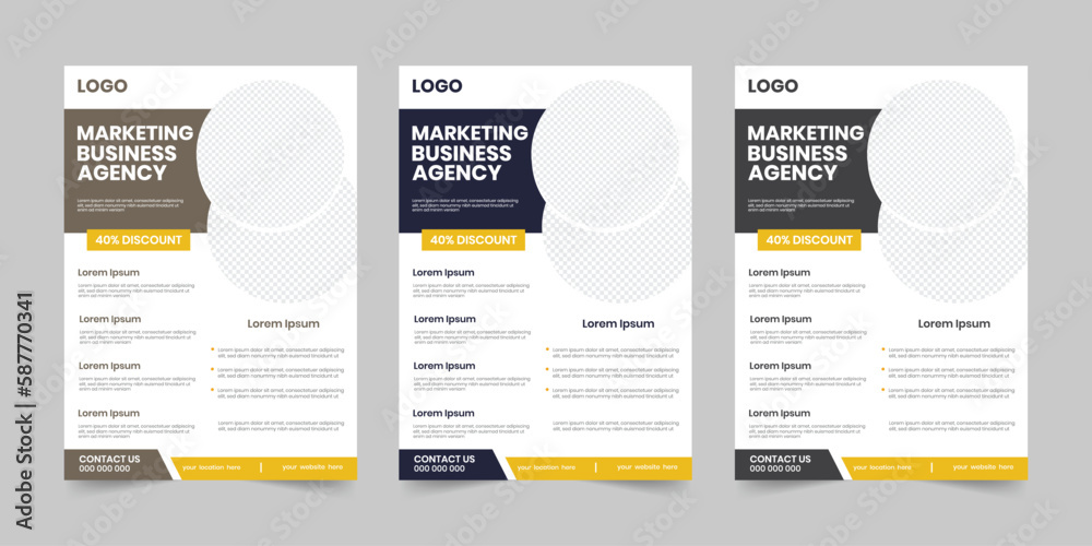 Print bundle abstract minimal marketing flyer template with different ...