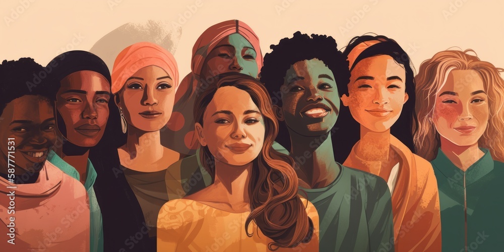 Group of student friends from different races and ethnicities ...