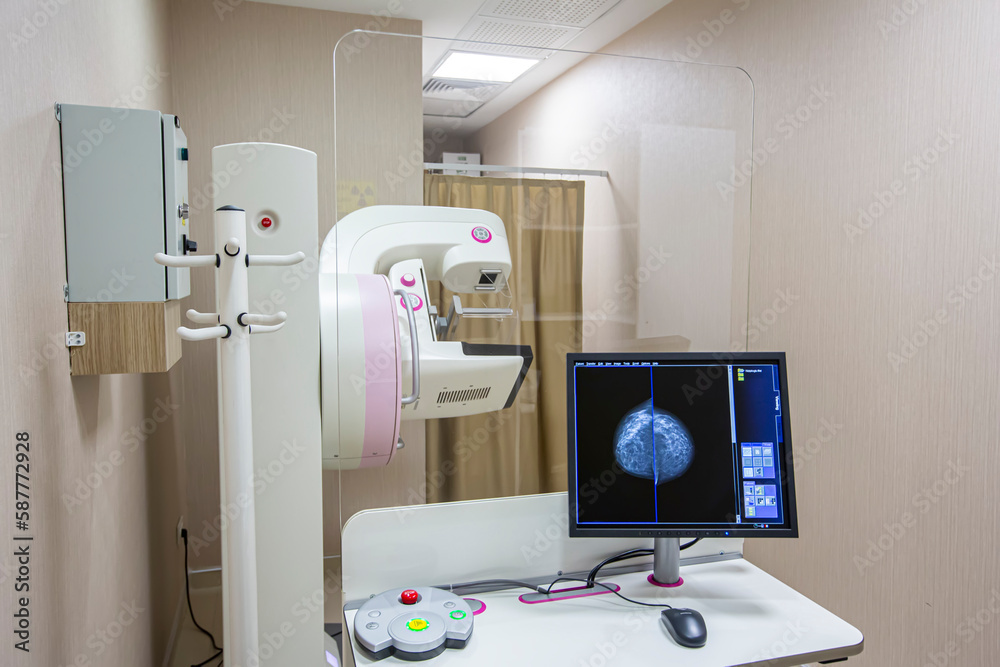 Mammography test at the hospital. Medical equipment. Mammography breast ...