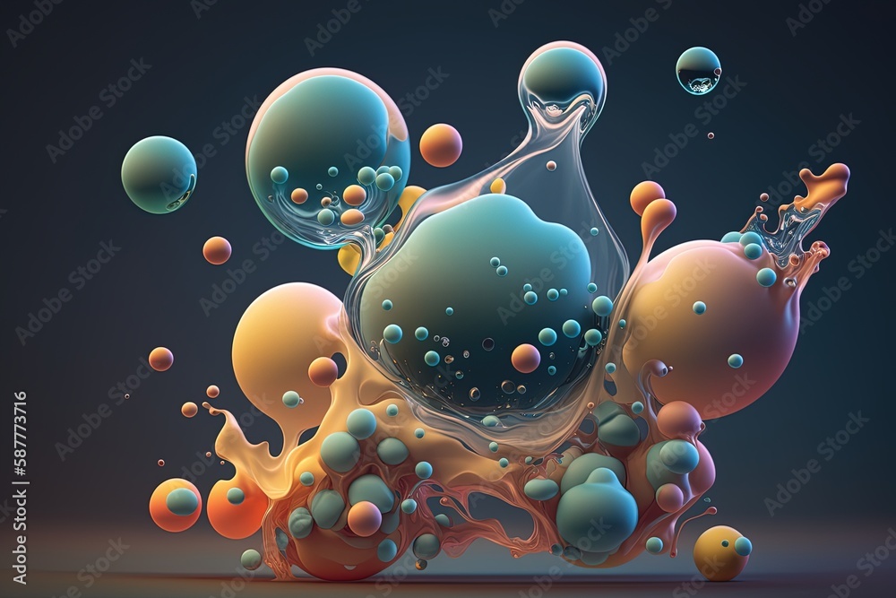 Colorful fluid bubbles abstract background, isomorphic blobs and ...
