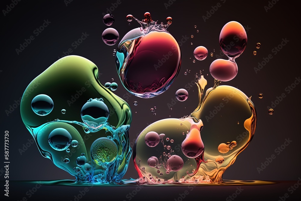 Colorful fluid bubbles abstract background, isomorphic blobs and ...
