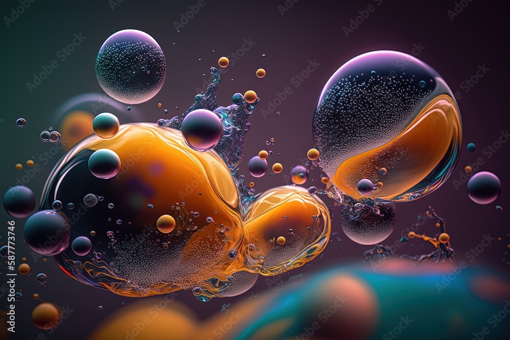 Colorful fluid bubbles abstract background, isomorphic blobs and ...