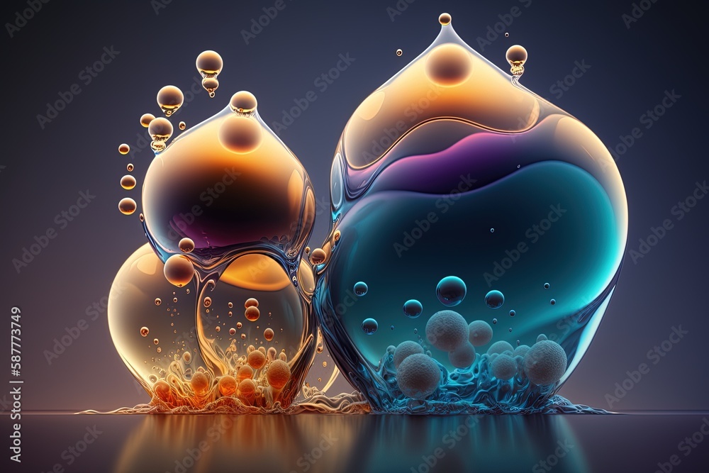 Colorful fluid bubbles abstract background, isomorphic blobs and ...