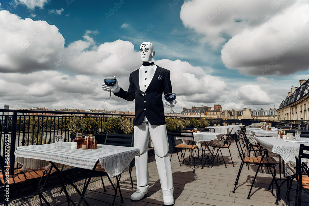 Generative AI illustration of artificial intelligence dressed as a ...