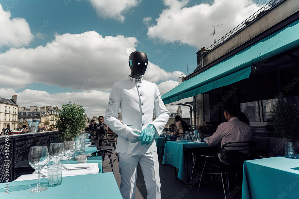 Generative AI illustration of artificial intelligence dressed as a ...