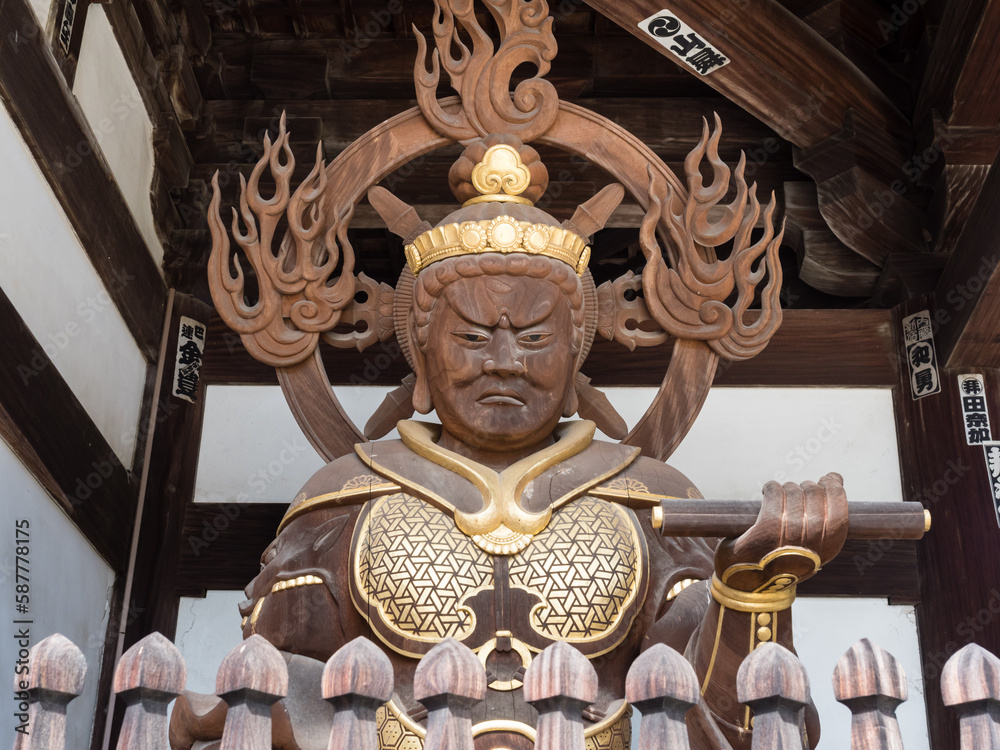 Imabari, Japan - April 11, 2018: Buddhist guardian deity statue inside ...