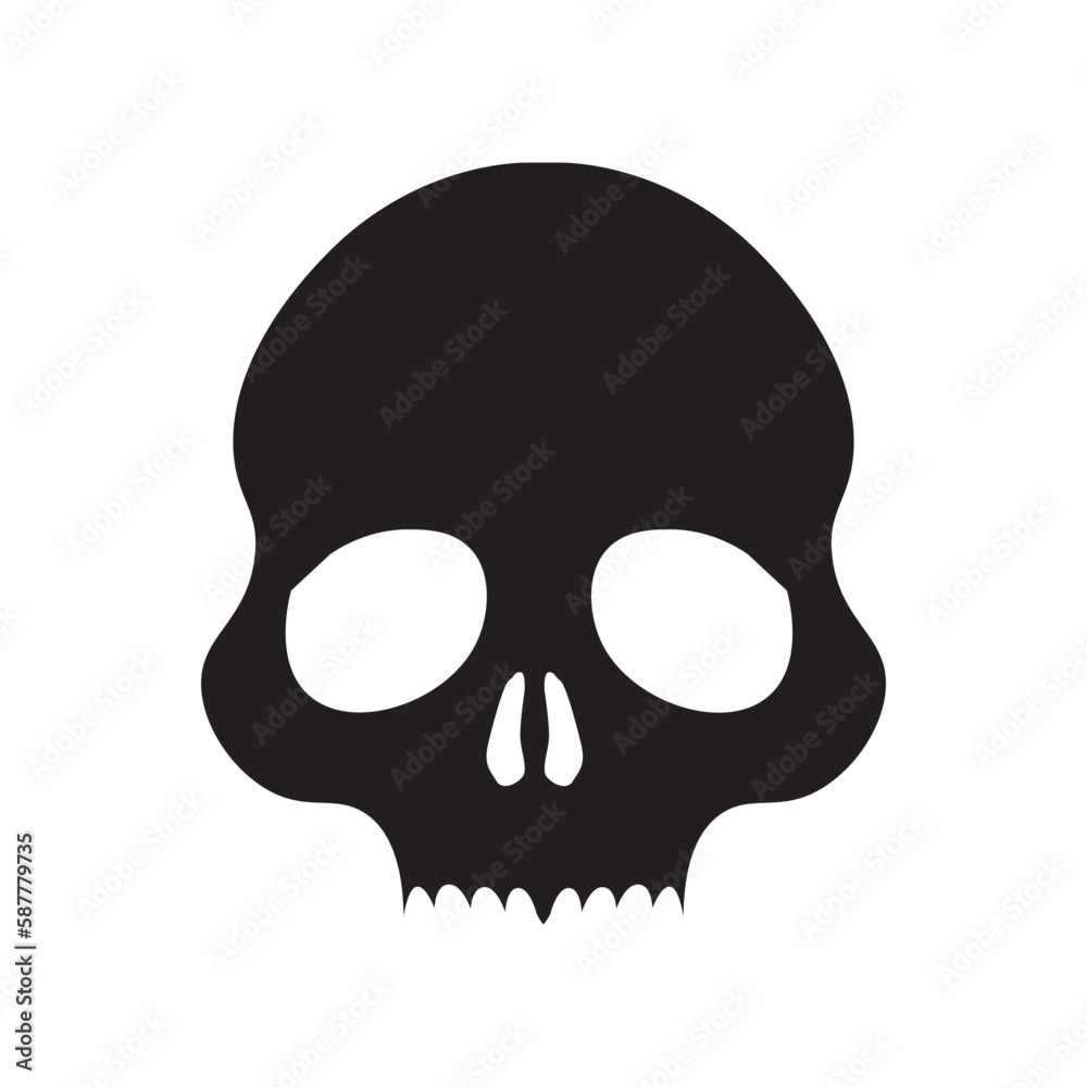 Skull vector icon. Skeleton symbol pictogram. Skull flat sign design ...