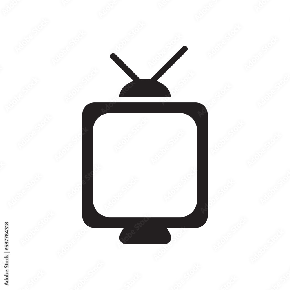 TV screen vector sign. Old TV icon. Television screen flat sign design ...
