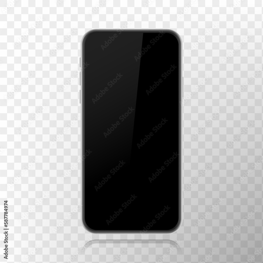 Blank smartphone screen on transparent background, phone mockup for ...