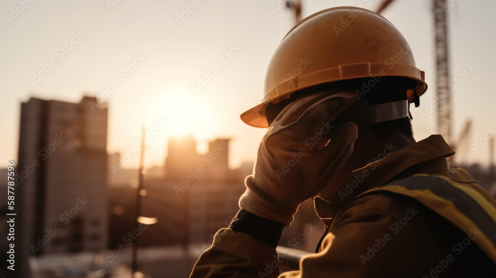 Engineer wearing safety helmet and safety goggles working on ...