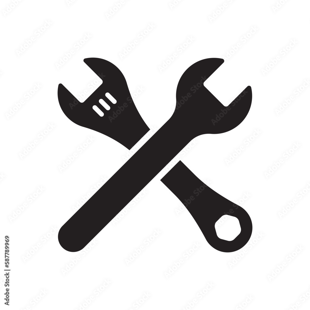 Wrench spanner vector icon. Spanner flat sign design. Repair tool icon ...