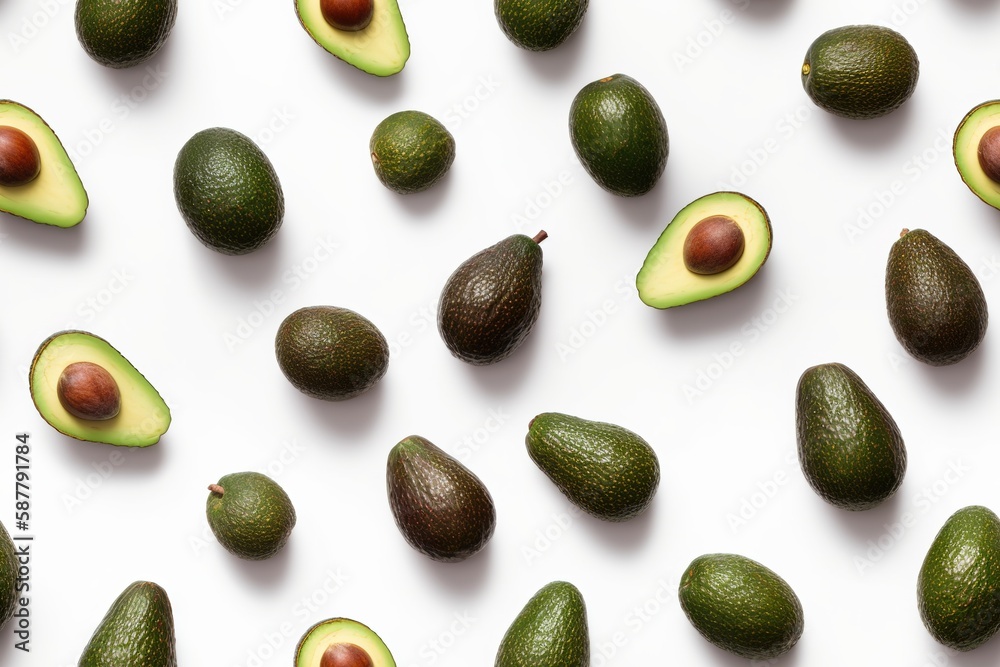 Avocado Seamless Pattern on white background. Avocado pattern. Avocado ...