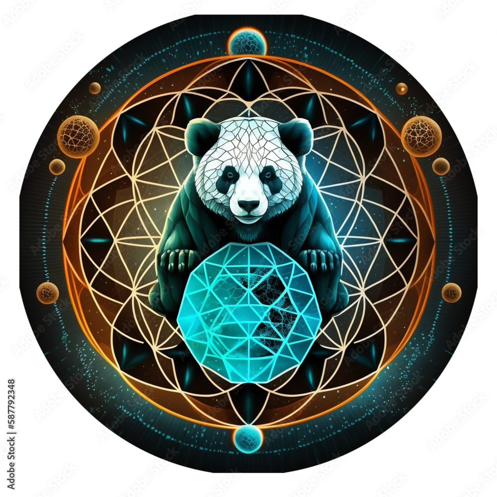 Sacred Geometry Pattern of Creation with Giant Panda Bear isolated ...