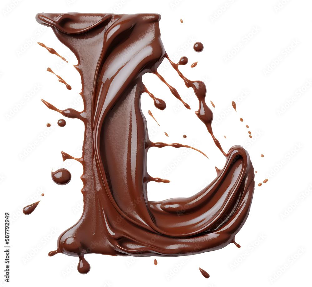 Letter L made with melted chocolate splashed cut out. Generative AI ...