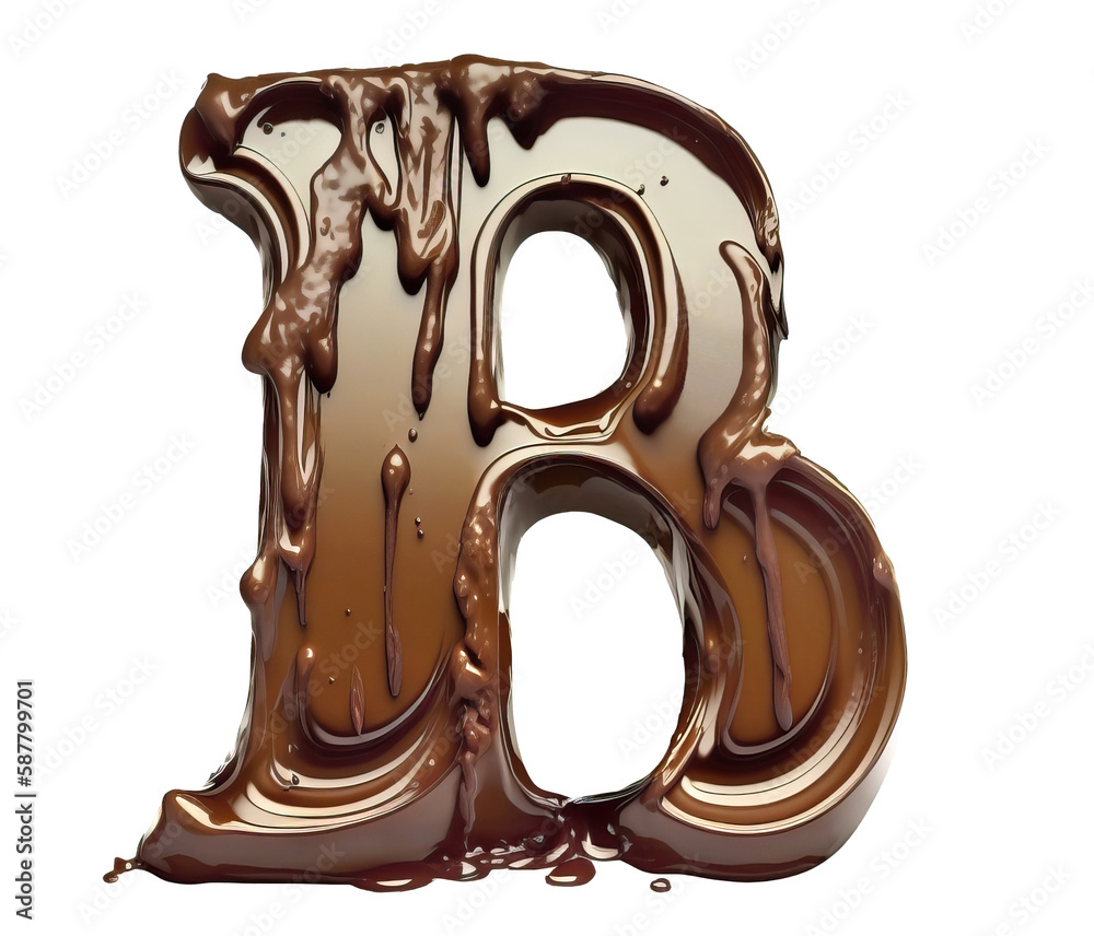 Chocolate letter B cut out. Generative AI realistic illustration Stock ...