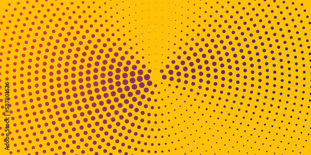 Gradient background with yellow halftone dots. Pop art template ...