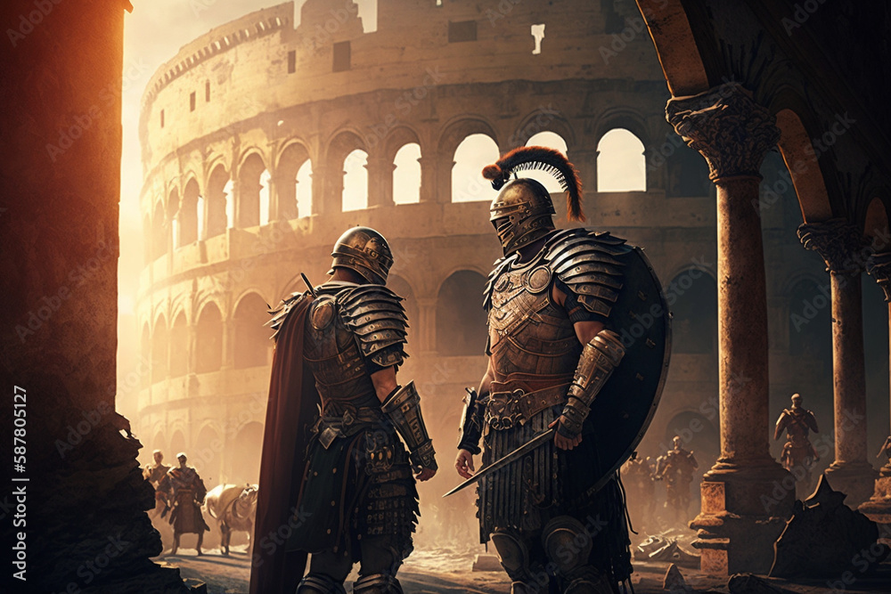 Rome ancient Colosseum or Colosseo amphitheater illustration with ...