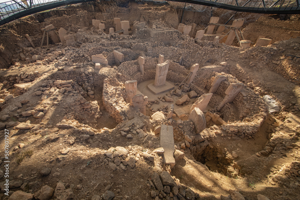 Archeological findings in Göbeklitepe excavation site in Turkey. The ...
