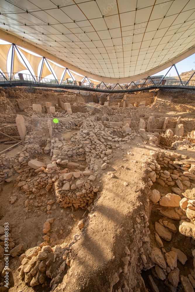 Archeological findings in Göbeklitepe excavation site in Turkey. The ...