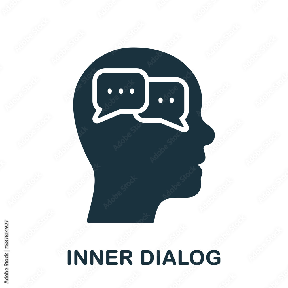 Inner Dialog in Human Head Silhouette Icon. Dialog with Yourself ...