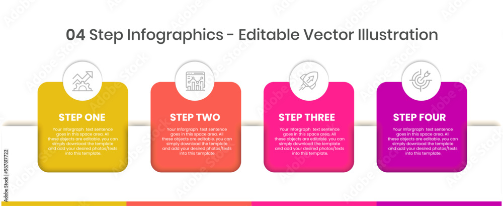 4 Steps Infographics Design Template - Graph, Pie chart, workflow ...
