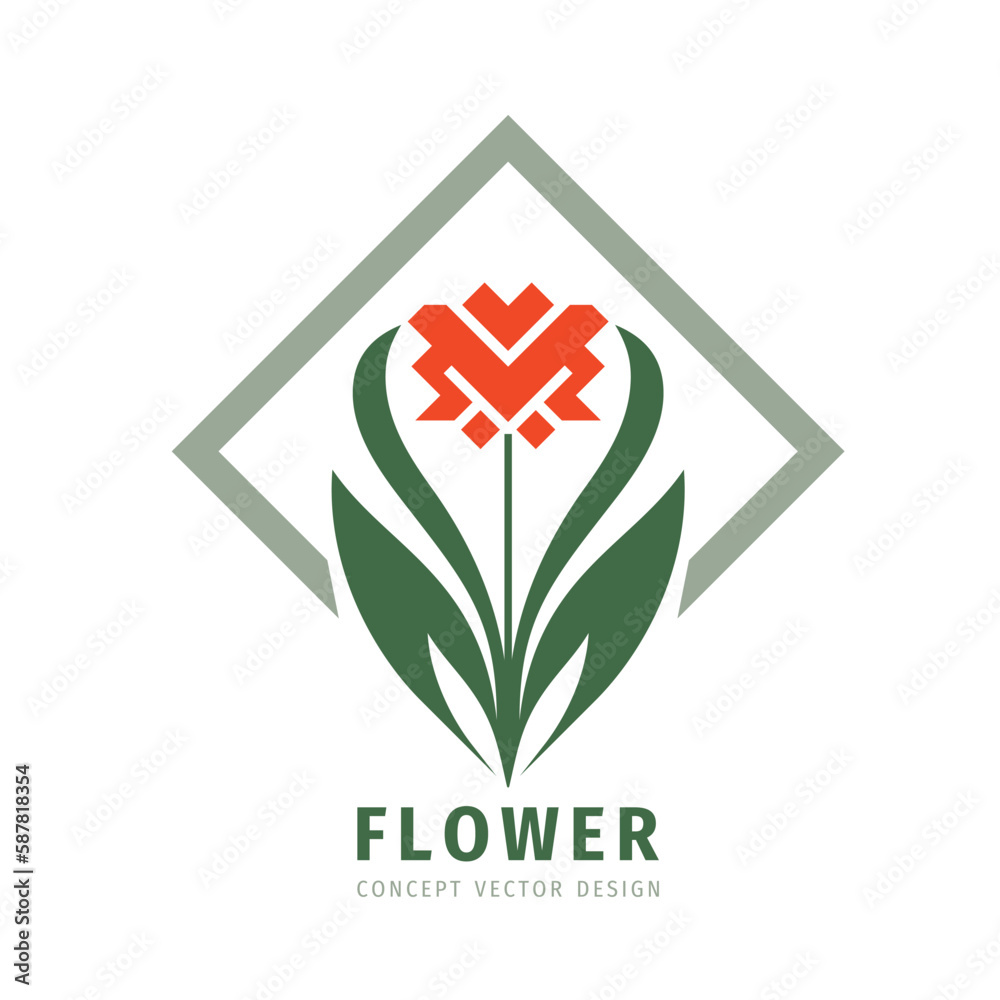 Decorative flower nature logo graphic design in Art Deco style. Ecology ...