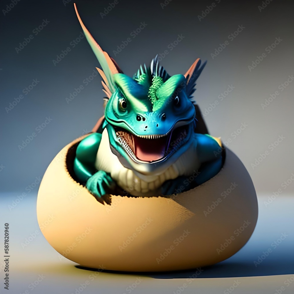 Baby dragon in the egg in a morning, the epic battle evil concept art ...