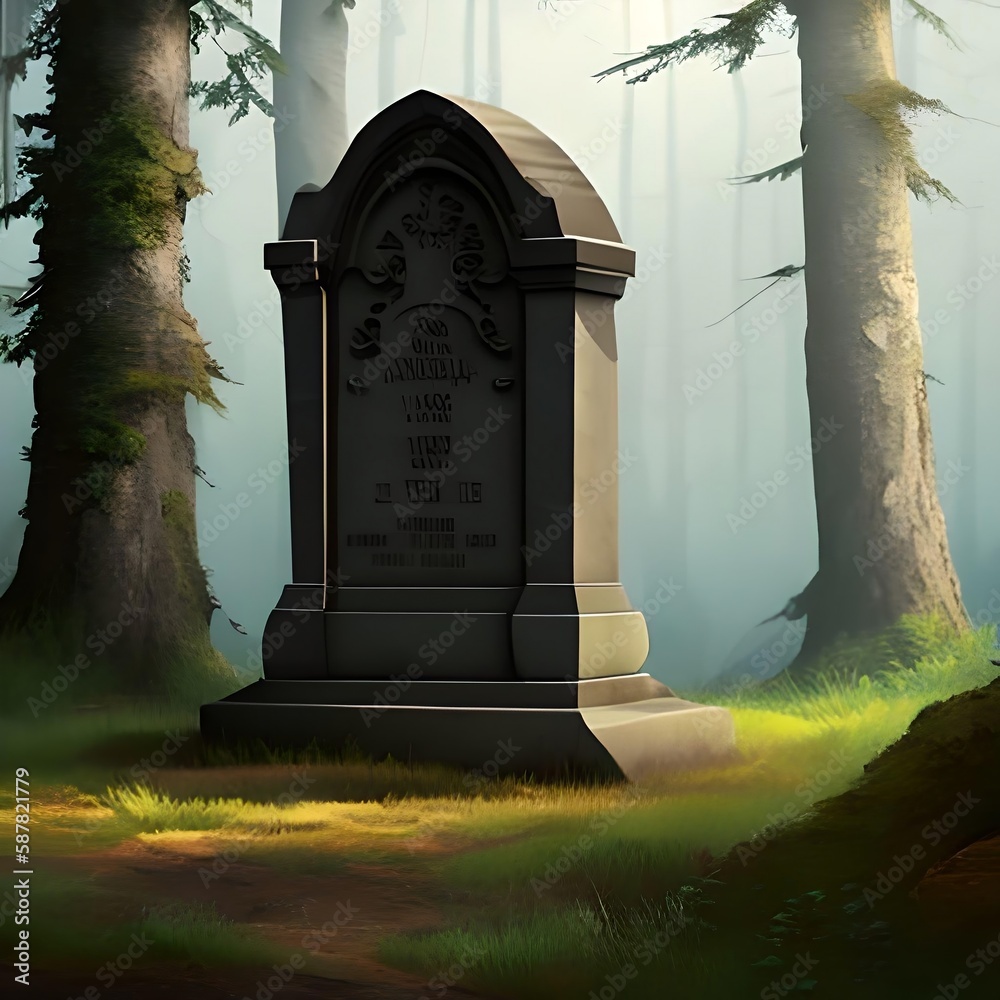 illustration painting of Old gravestone. Old stone tombstone. Victorian ...