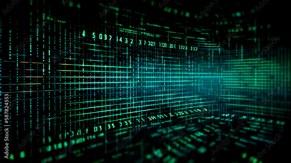 Data From A Digital Stream Or Binary Code On A Matrix Background With Vector Digits From